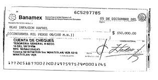 nury cartagena: Cheque fiscal